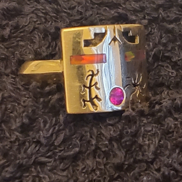 Frank Benally | Jewelry | Fernando Benally Navajo 8k Medicine Mask Ring ...